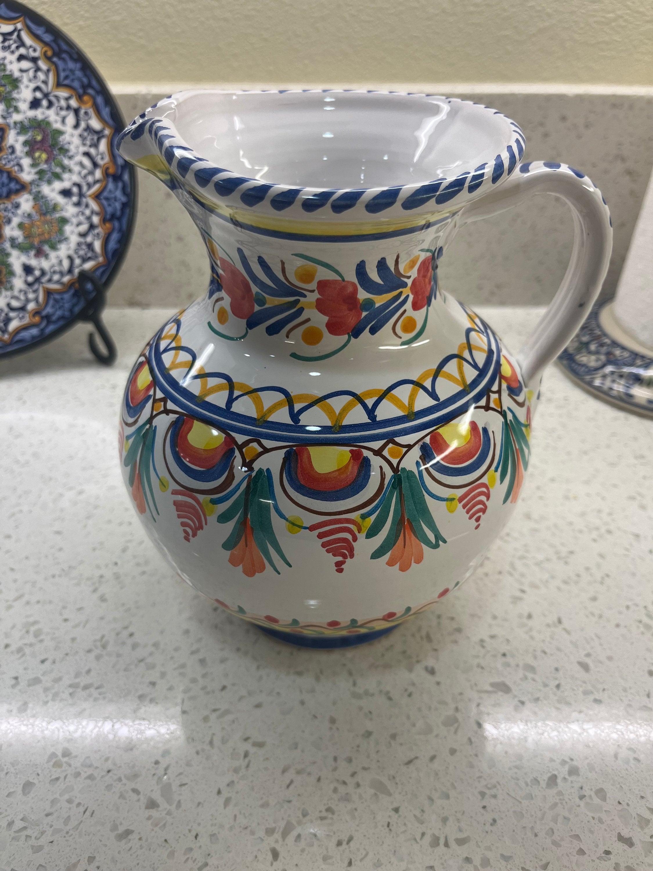 Vintage Ceramic Spanish Sangria Pitcher Hand Painted Segovia Ceramics ...