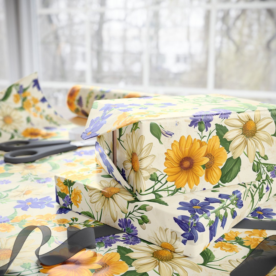 Floral Gift Wrapping Paper: Elegant Flower Garden, Matte or Glossy - Etsy