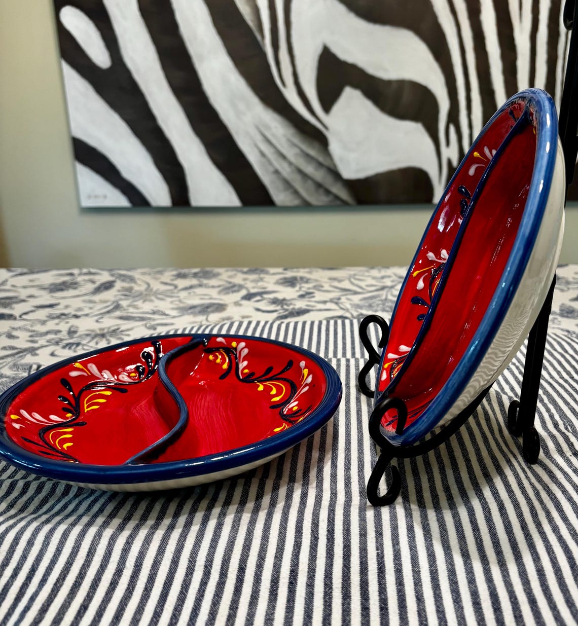 Classic Spanish Ceramic Split Tapa Dish - Ceramicas Anoru SL - Etsy