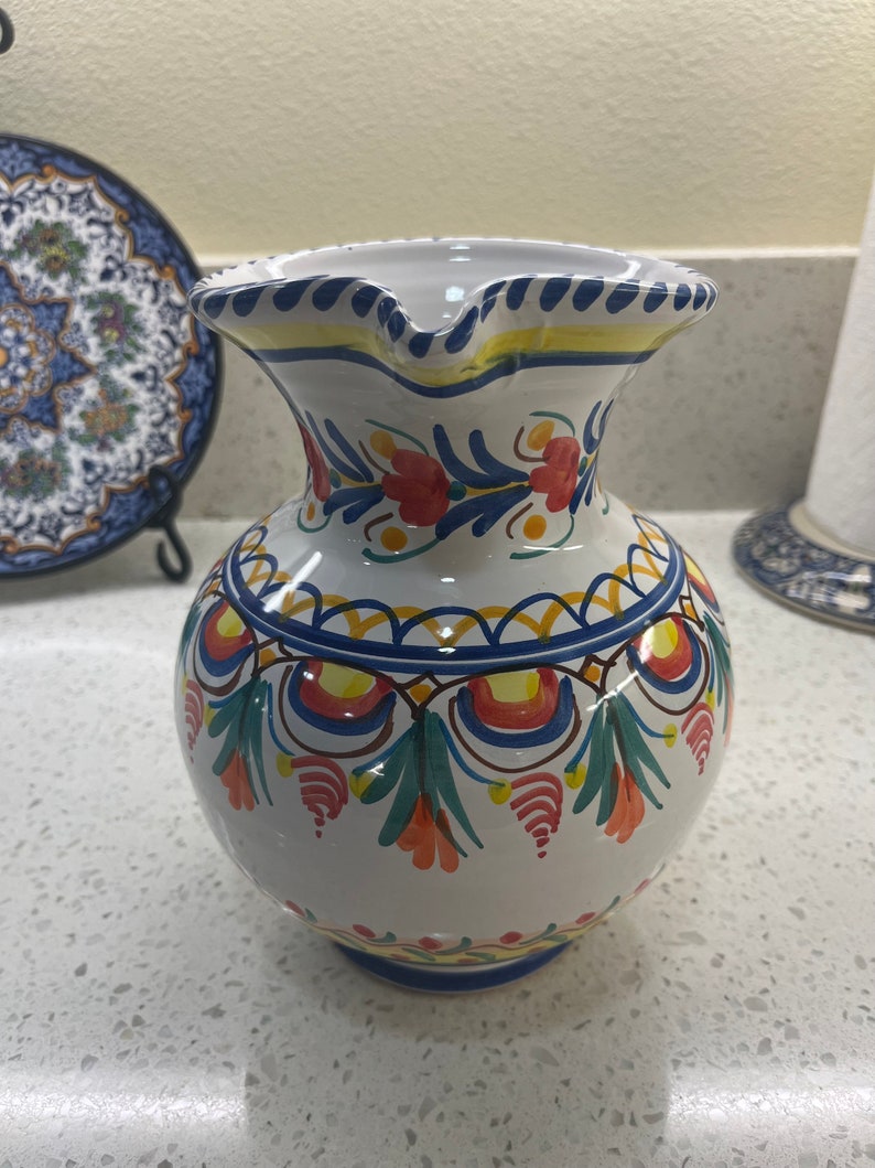 Vintage Ceramic Spanish Sangria Pitcher Hand Painted Segovia Ceramics ...