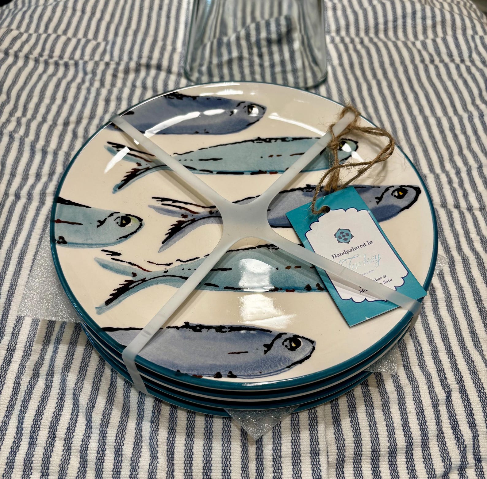SET Vintage Style Blue Fish With Blue Trim Plates Turkish Style ...