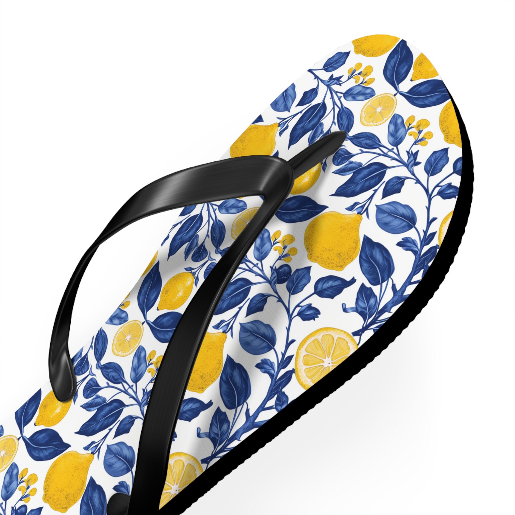 Italian Lemon Print Flip Flops: Soft Polyester EVA Sole - Etsy