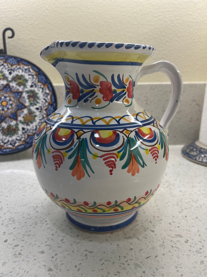 Vintage Ceramic Spanish Sangria Pitcher Hand Painted Segovia Ceramics ...