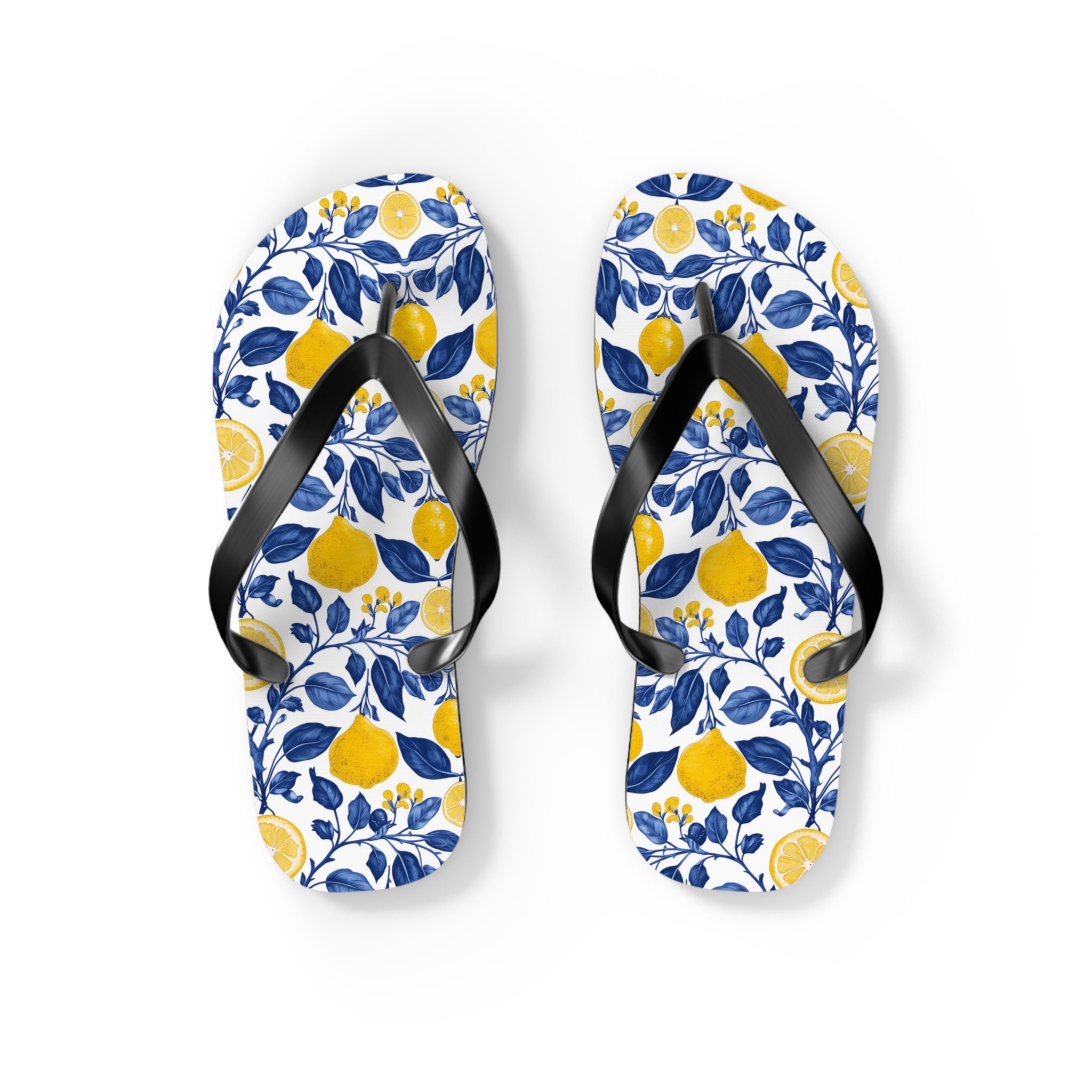 Italian Lemon Print Flip Flops: Soft Polyester EVA Sole - Etsy