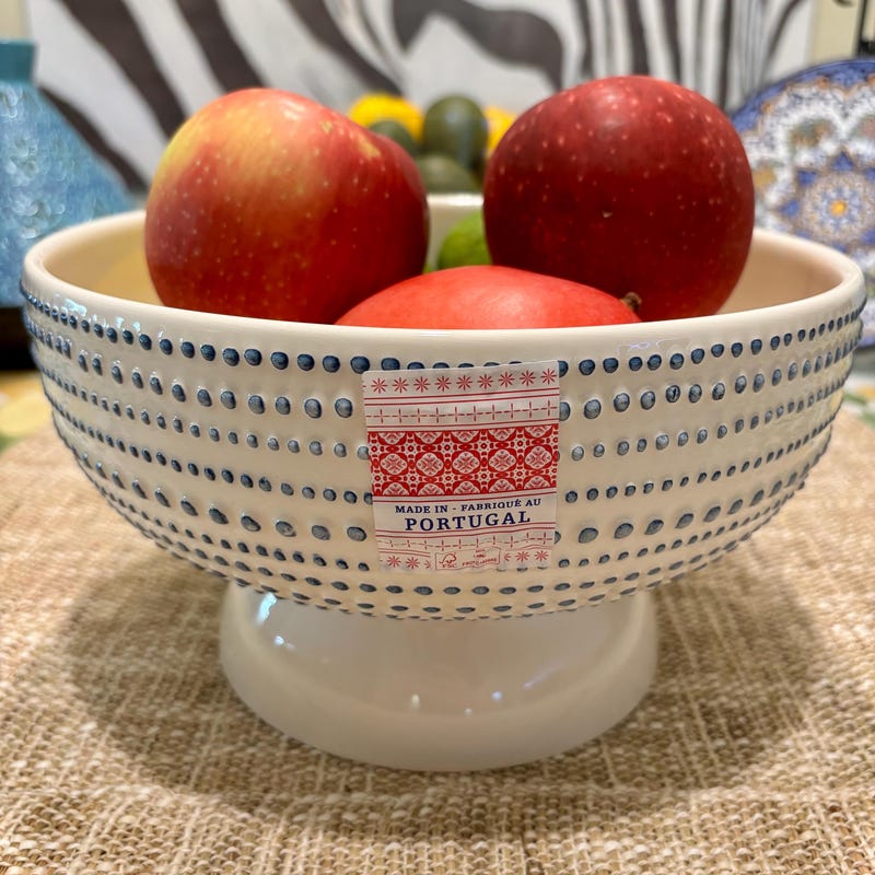 White Bowl Blue Dots - Etsy