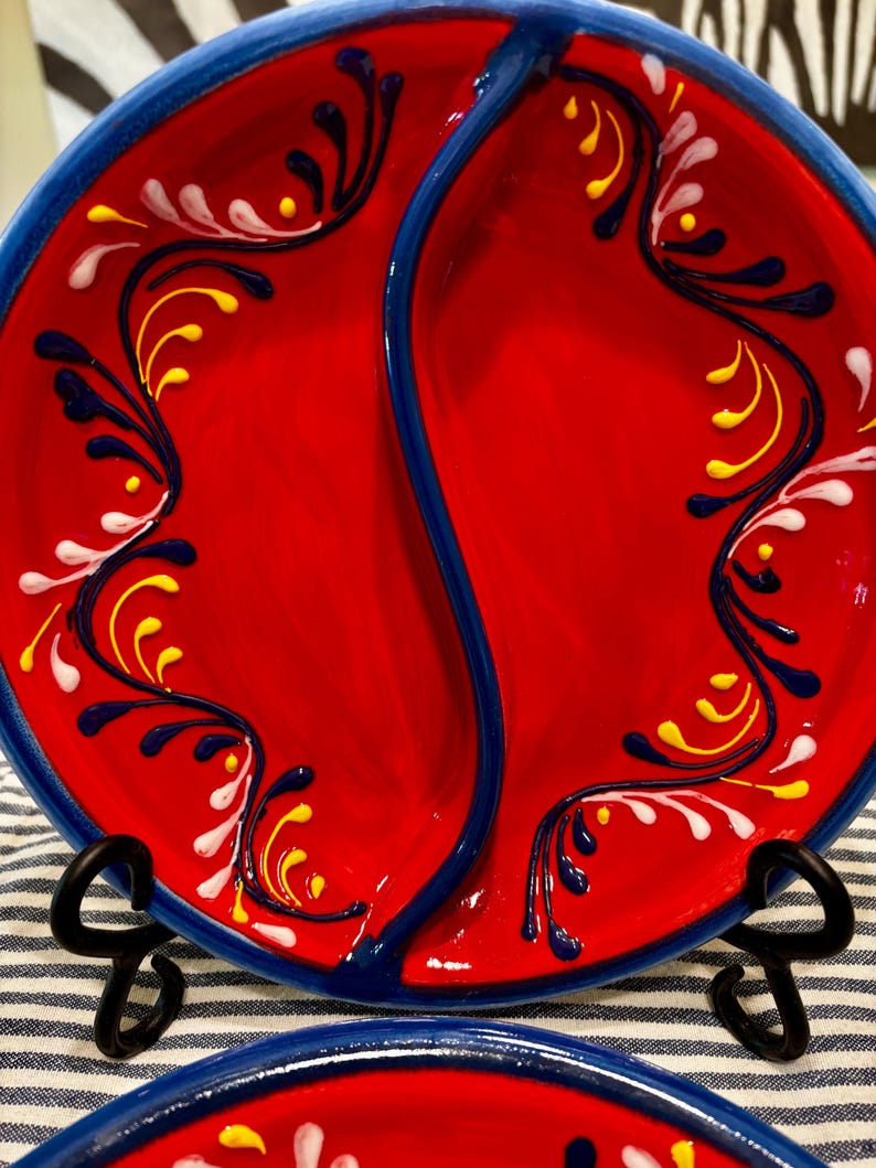 Classic Spanish Ceramic Split Tapa Dish - Ceramicas Anoru SL - Etsy