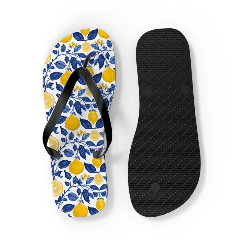 Italian Lemon Print Flip Flops: Soft Polyester EVA Sole - Etsy