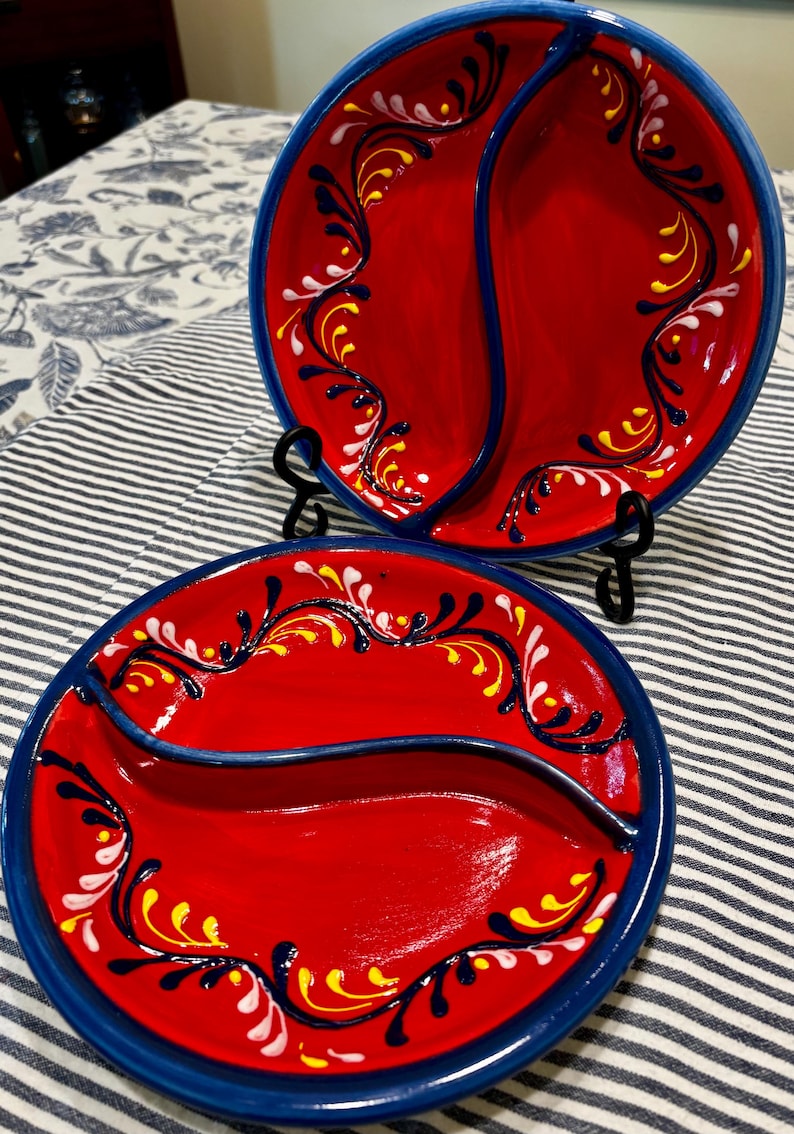 Classic Spanish Ceramic Split Tapa Dish - Ceramicas Anoru SL - Etsy