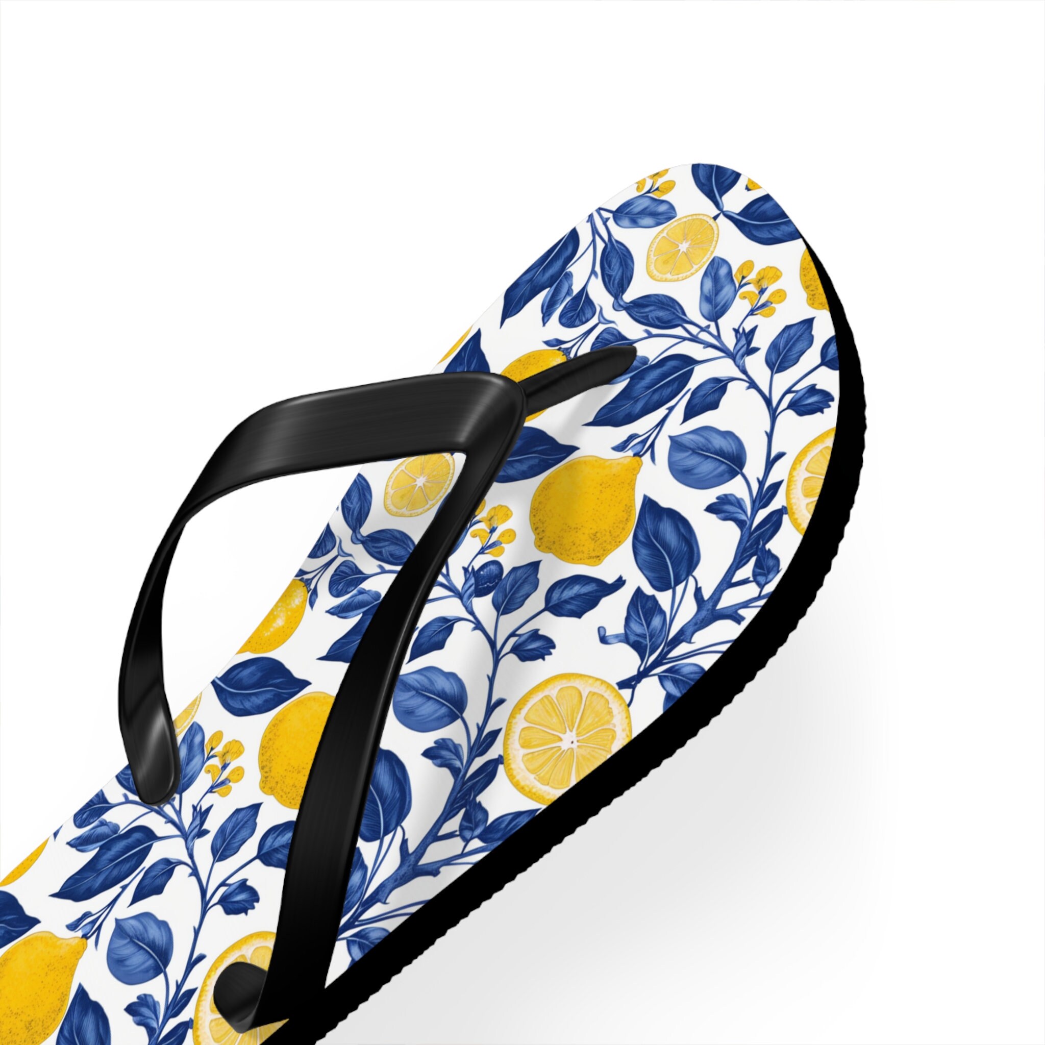 Italian Lemon Print Flip Flops: Soft Polyester EVA Sole - Etsy