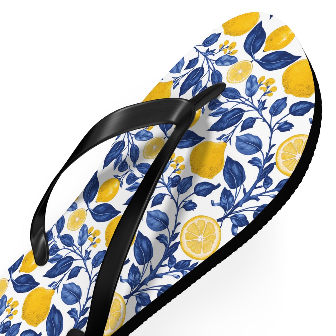 Italian Lemon Print Flip Flops: Soft Polyester EVA Sole - Etsy