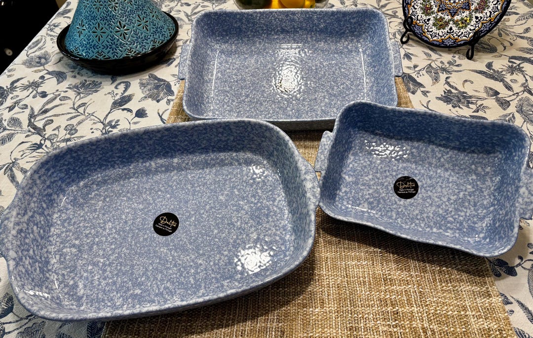 Authentic Portuguese Blue Casserole Bakeware - Large (16