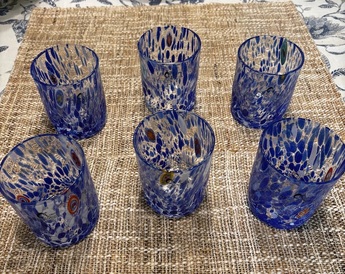SET Handmade Venetian Murano Glass Drinking Glasses - Italian Murano ...