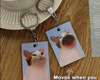 Black Cat Meme Keychain , Zoning Out Black Cat Keychain , Cat Meme ...