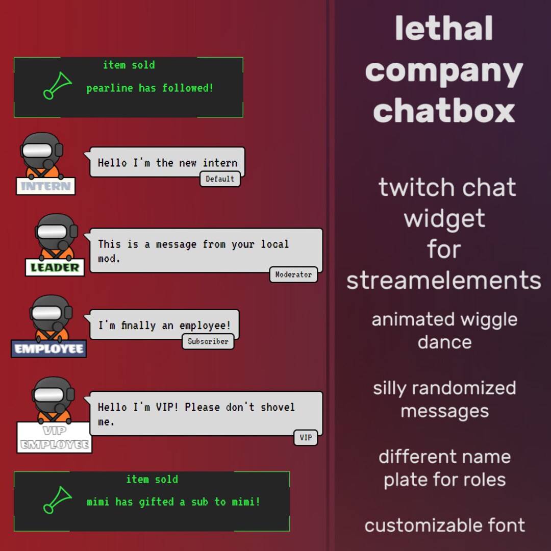 Lethal Company Chat Widget for Streamelements Twitch - Etsy