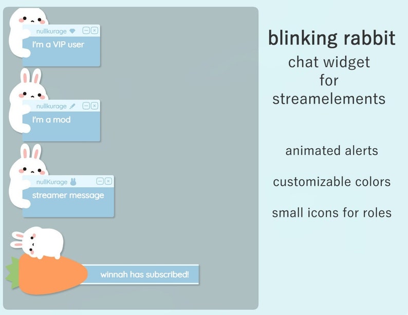 Blinking Rabbit Themed Chat Widget for Streamelements | Twitch ...