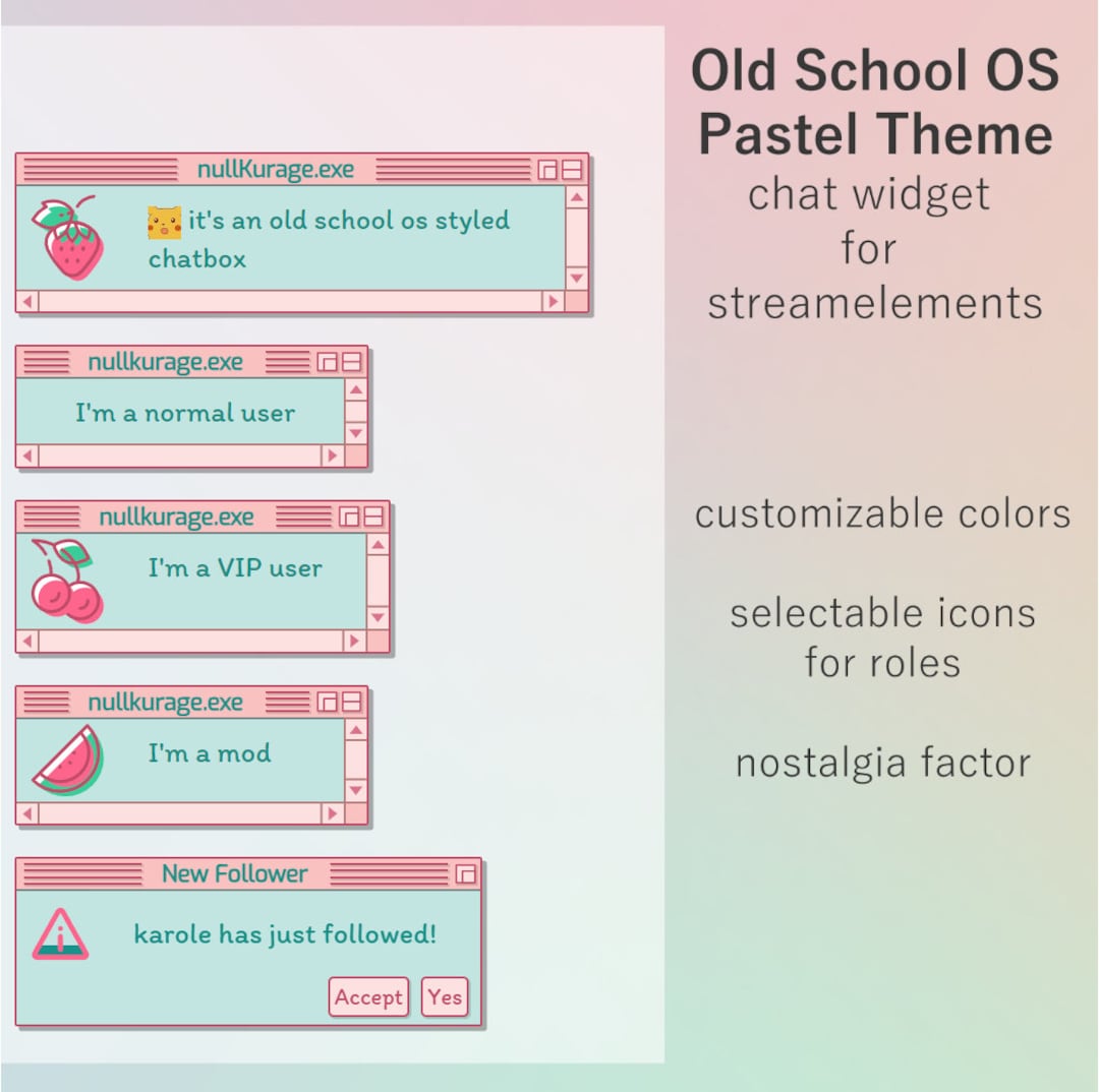 Old School Computer Pastel Themed Chat Widget for Streamelements ...