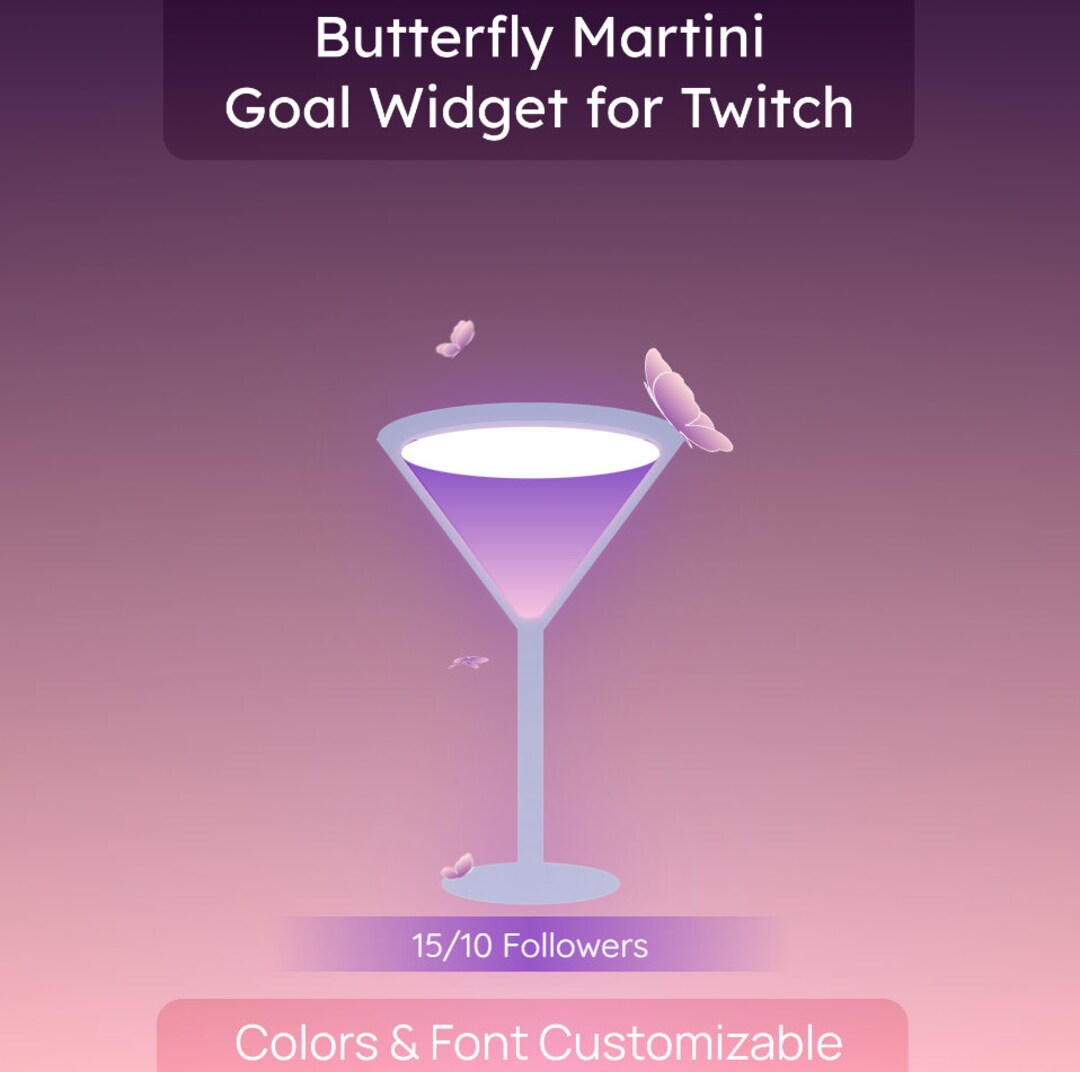 Animated Butterfly Martini Subathon Goal Widget for Streamelements ...