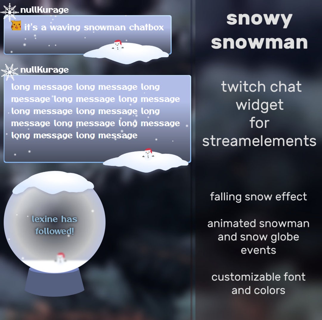 Snowy Snowman Chat Widget for Streamelements | Twitch (customizable) - Etsy