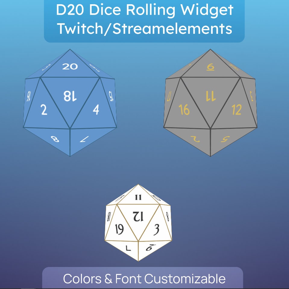 Customizable Dice Roll D20 Widget for Streamelements | Twitch - Etsy