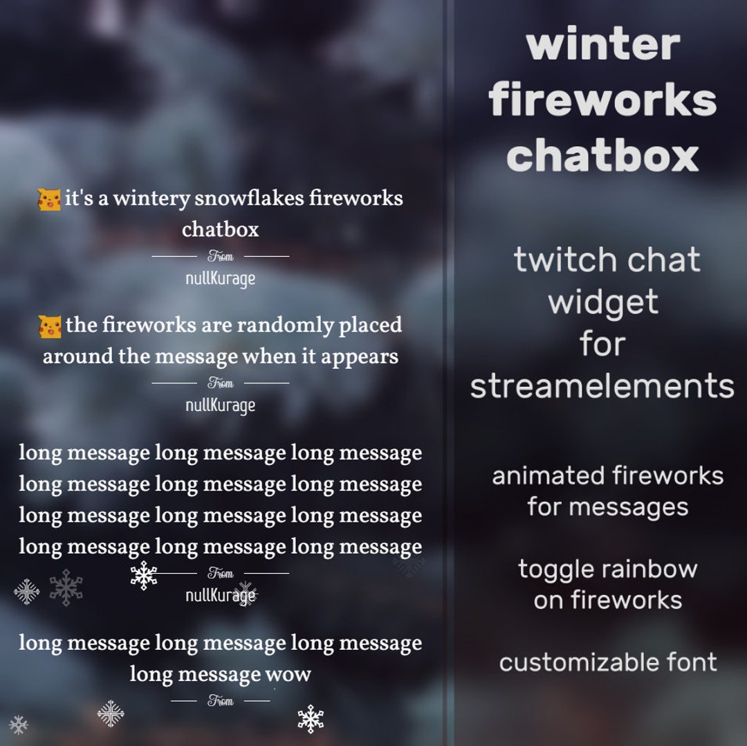 Winter Fireworks Chat Widget for Streamelements | Twitch (customizable ...