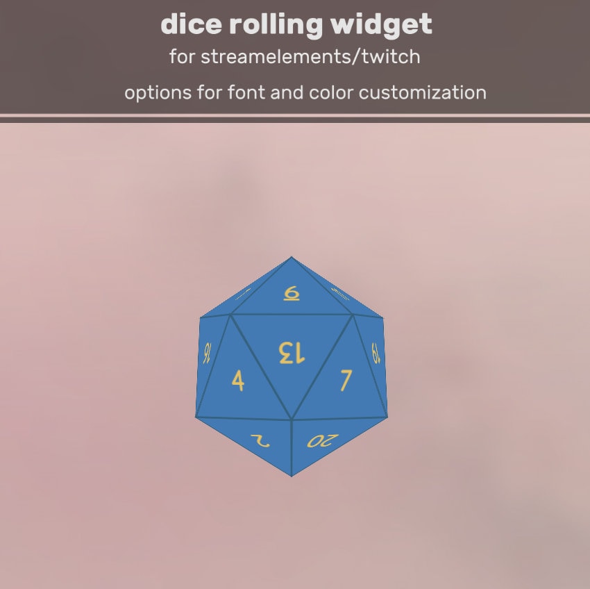 Customizable Dice Roll D20 Widget for Streamelements | Twitch - Etsy