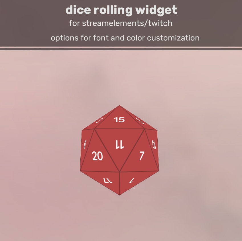 Customizable Dice Roll D20 Widget for Streamelements | Twitch - Etsy