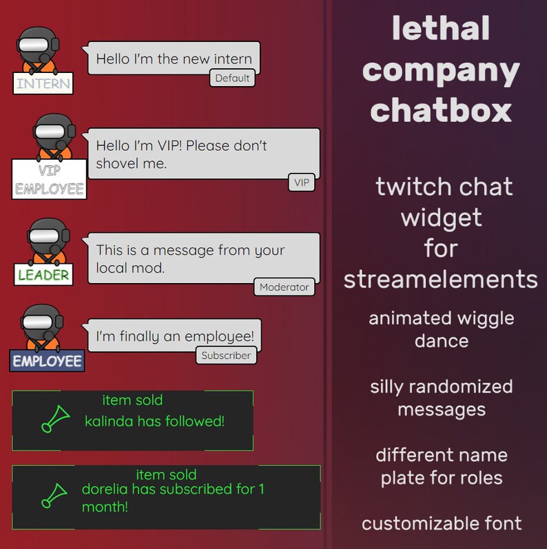Lethal Company Chat Widget for Streamelements | Twitch - Etsy