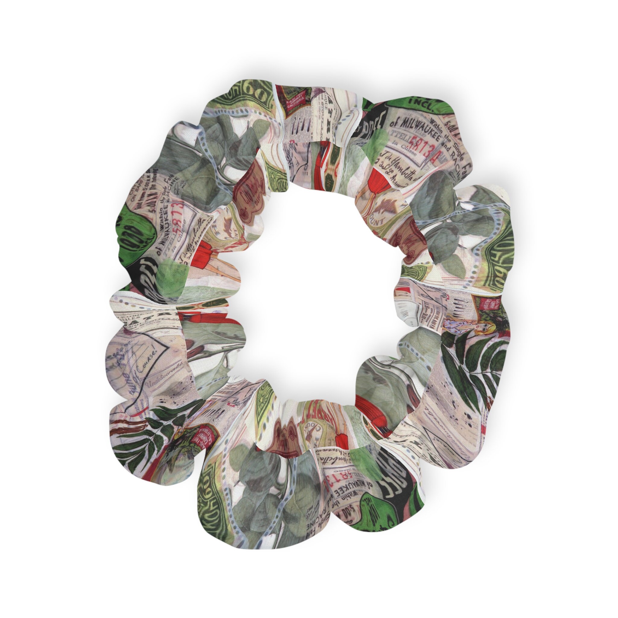 Scrunchie Collage Art Journal Art Green-white-red Vintage Sticker Vibe ...
