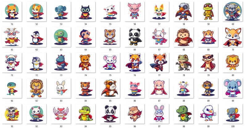 100 Superhero Animals Clipart Bundle - Superhero Animal Graphics - PNG ...