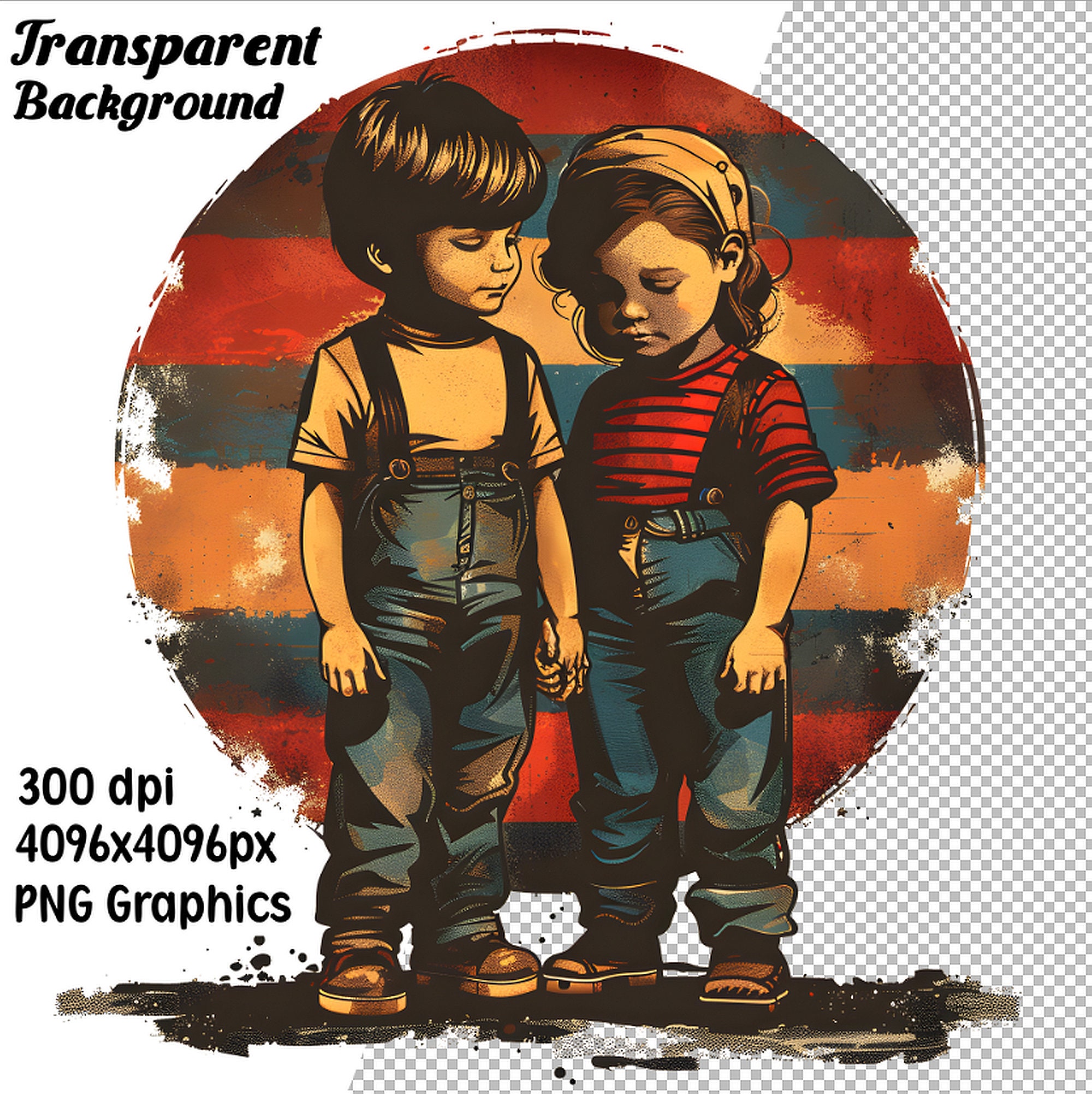 Vintage Siblings Clipart Package Vol.1, Vintage Siblings Clip Arts, 24 ...