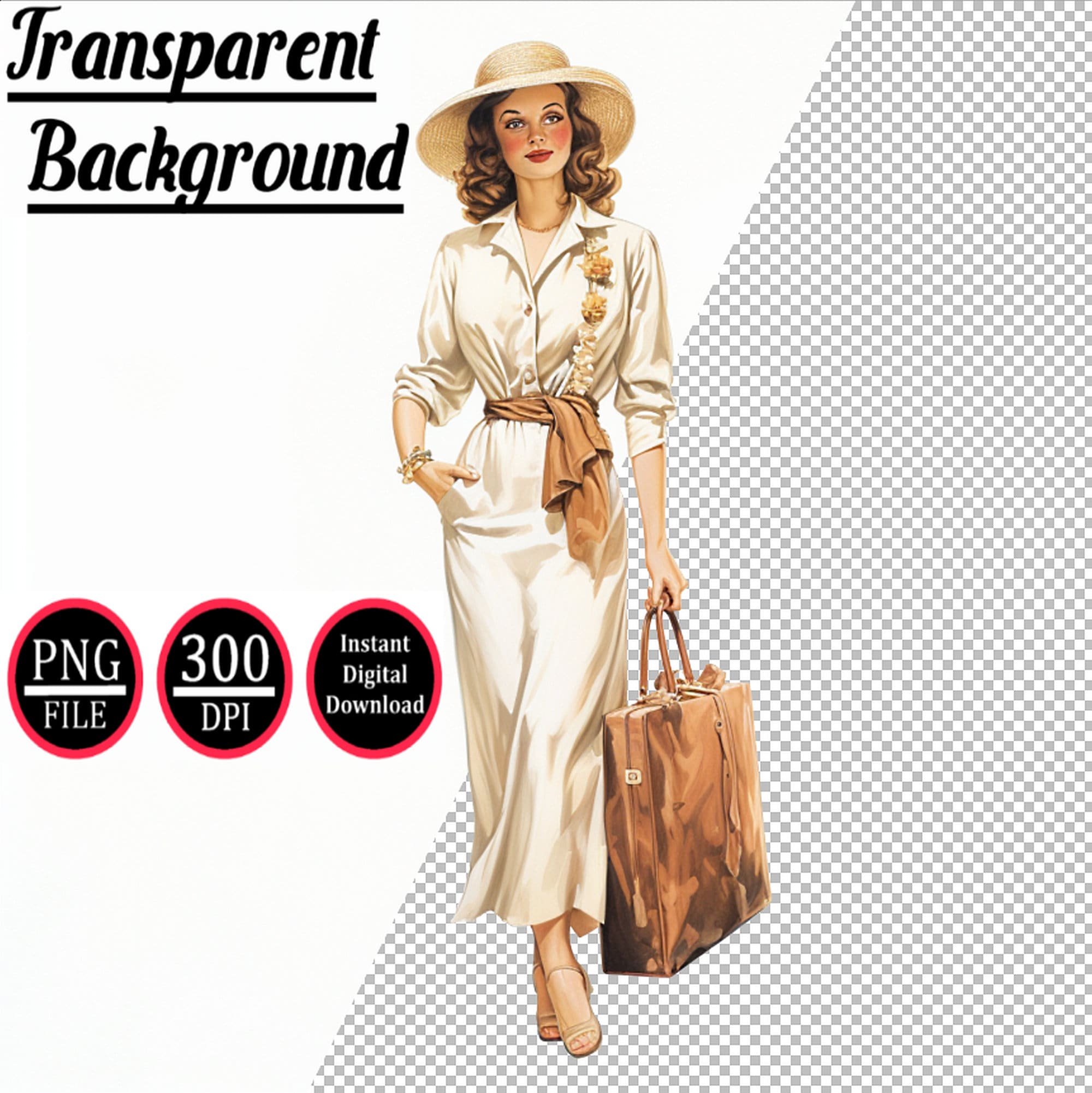 20th Century-travel Lady Clipart Bundle Vol.2 Vintage Travel - Etsy