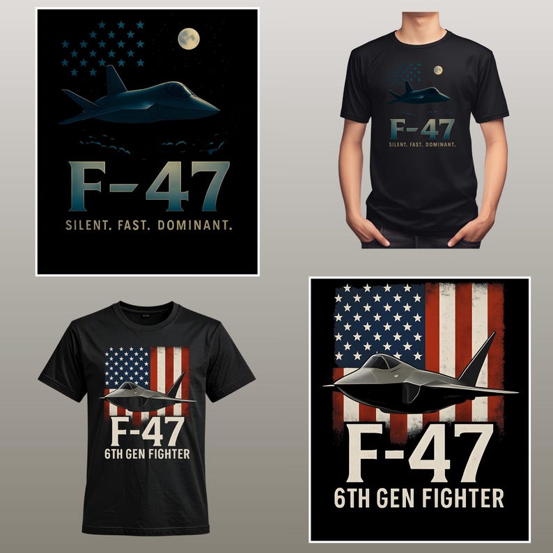 F-47 Fighter Jet T-shirt Designs | 9 Pngs for Black Shirts | 6th-gen ...