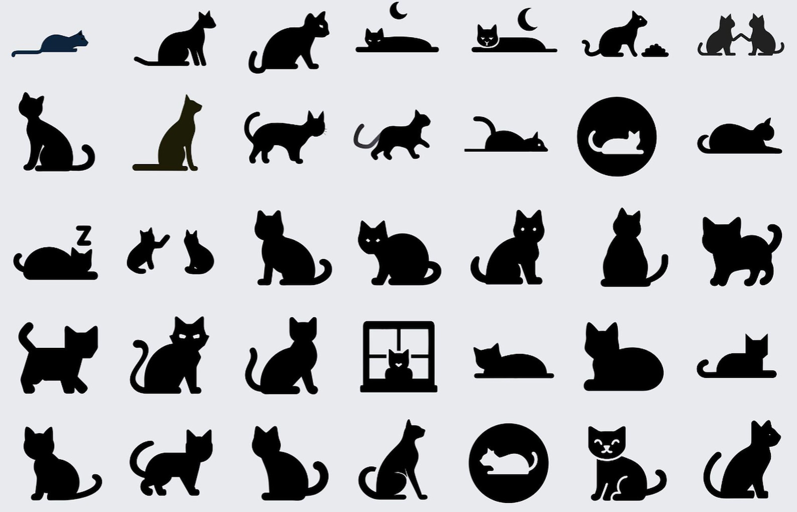 105 SVG Cat Icon Bundle - Cat Icon SVG Package - Cat Silhouettes ...