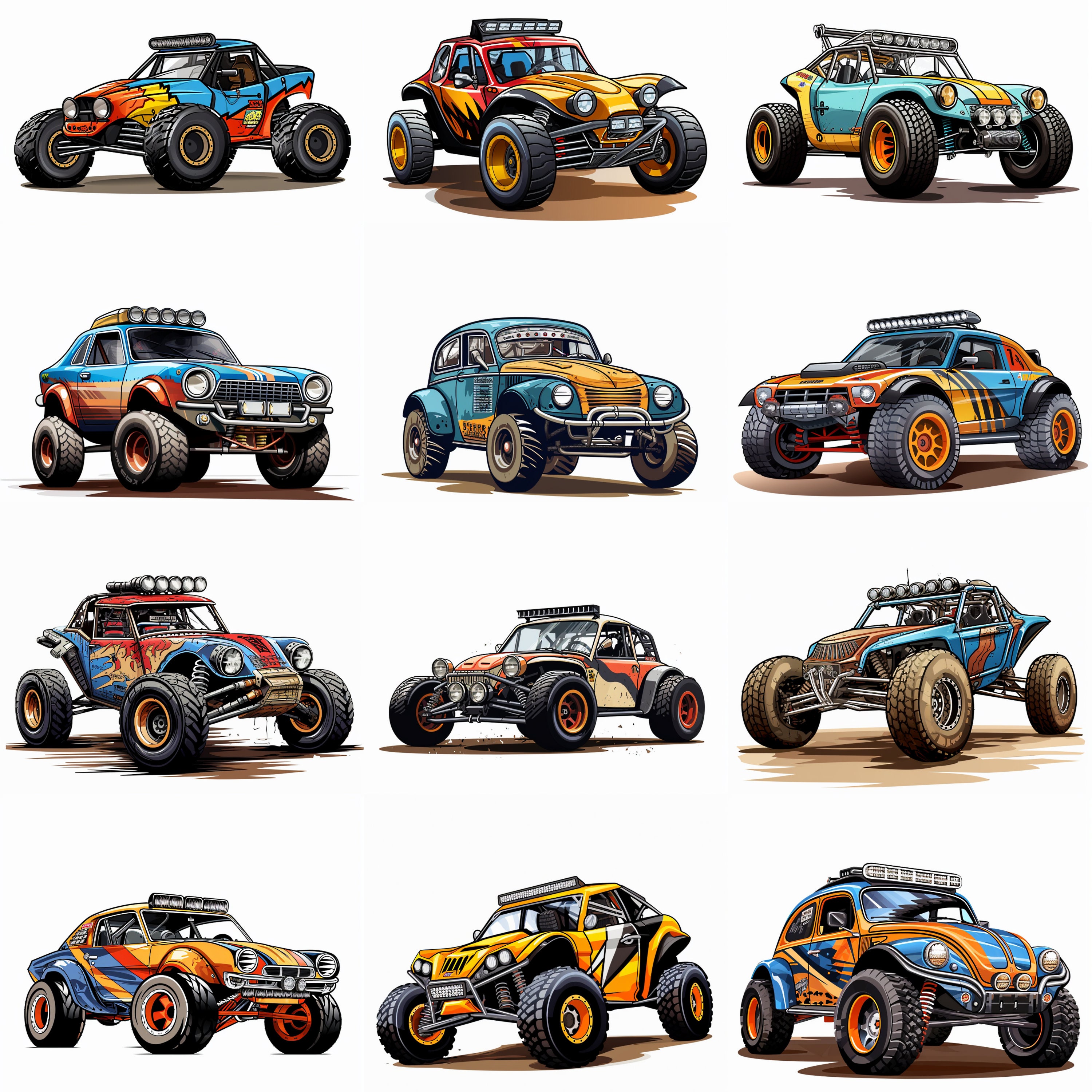 Dune Buggy Clipart Bundle Vol. 2, 12 Offroad Beach Buggy PNG Clip Art ...