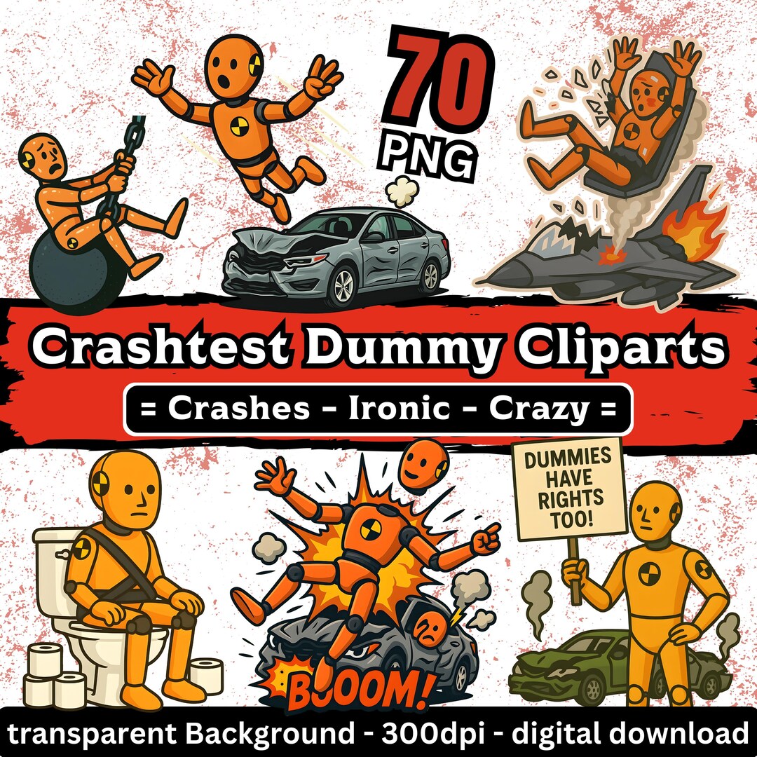 Crash Test Dummy Clipart Bundle | 70 PNG Stickers - Transparent ...