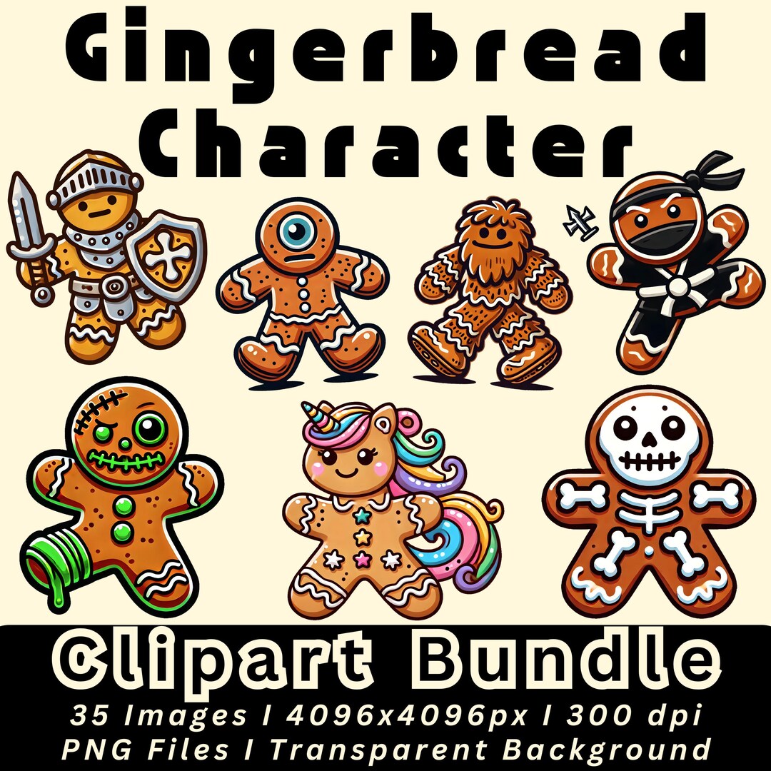 Gingerbread Figures Clipart Bundle - 35 High Quality Transparent PNG ...