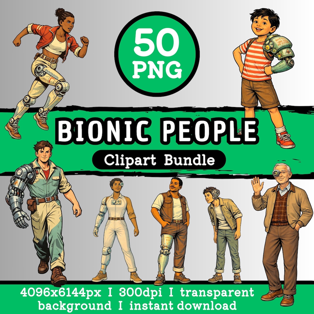 Bionic People Clipart Bundle – 50 Dystopian Characters PNG | Post ...