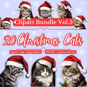 Christmas Cats Clipart Bundle Vol.3, 20 High Quality Transparent PNG ...
