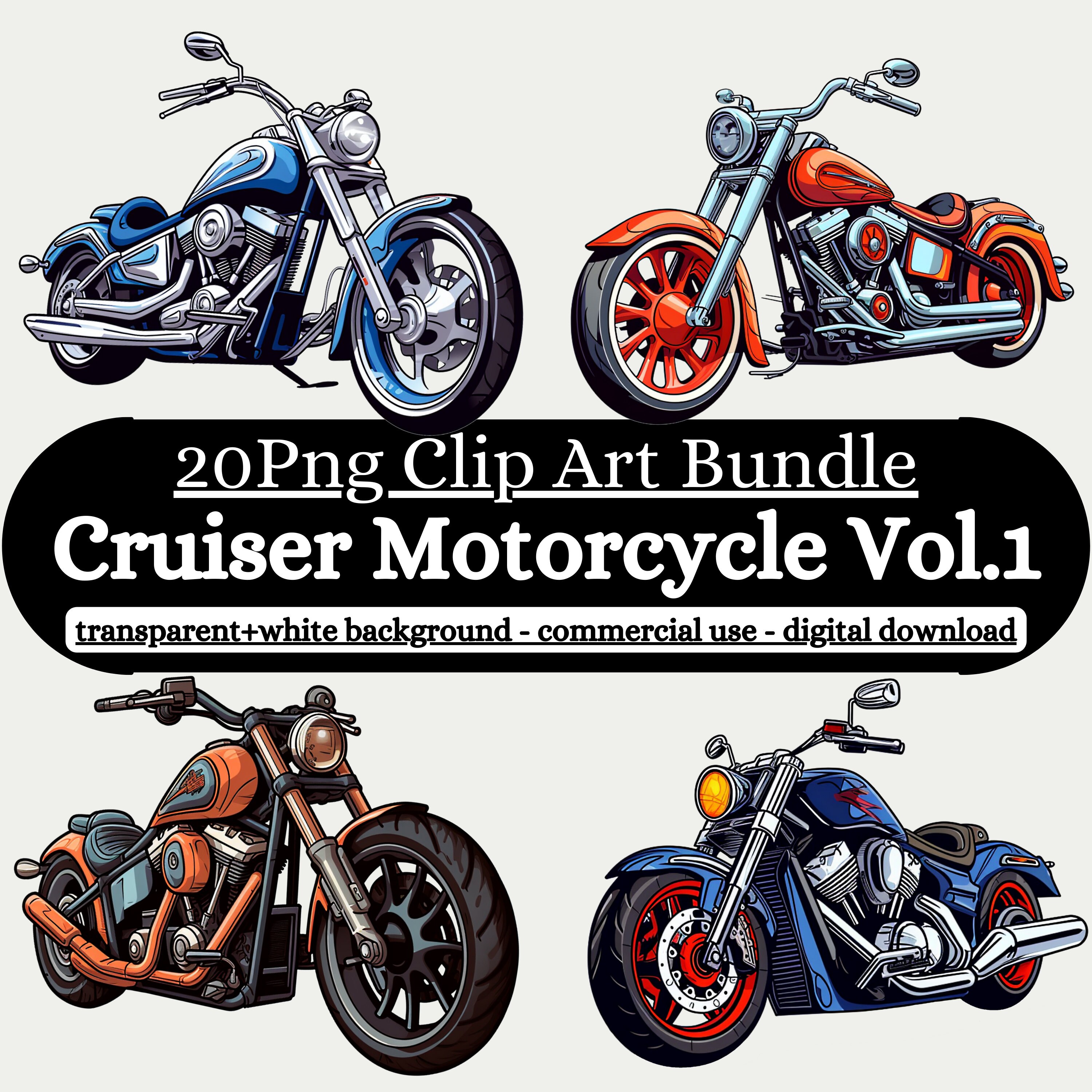 20 PNG Cruiser Motorcycle Clipart Bundle Vol. 1 Cruiser - Etsy