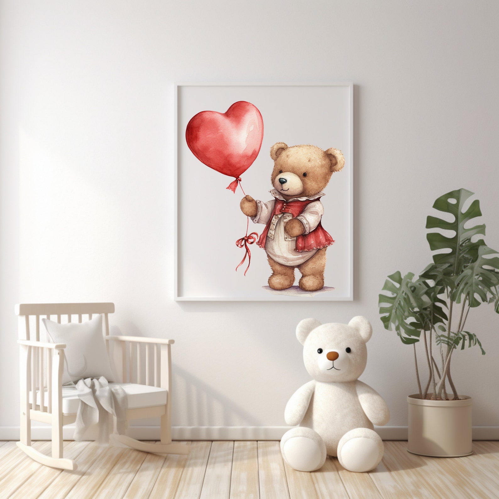 15 Teddy Bear With Heart-balloon Watercolor Clipart Bundle Vol.1 PNGJPG ...