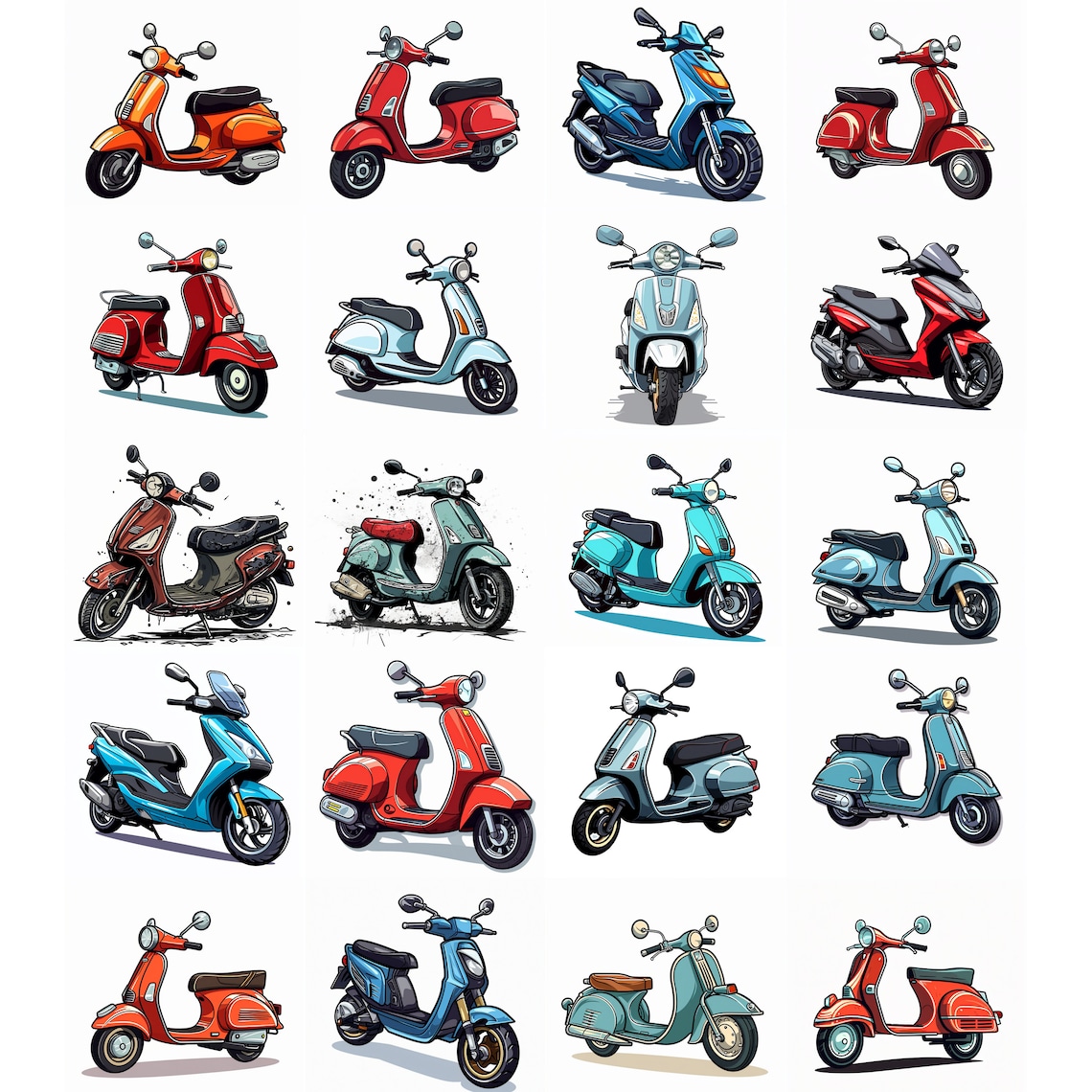 20 PNG - Scooter Clipart Bundle Vol. 1, Scooter Clip Art Set, City ...