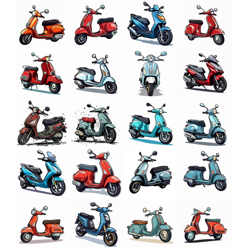 20 PNG - Scooter Clipart Bundle Vol. 1, Scooter Clip Art Set, City ...