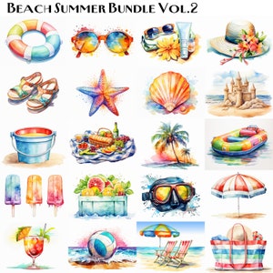 Summer Beach Mega Clipart Bundle Vol.1 Vol.5, 100 Transparent PNG ...