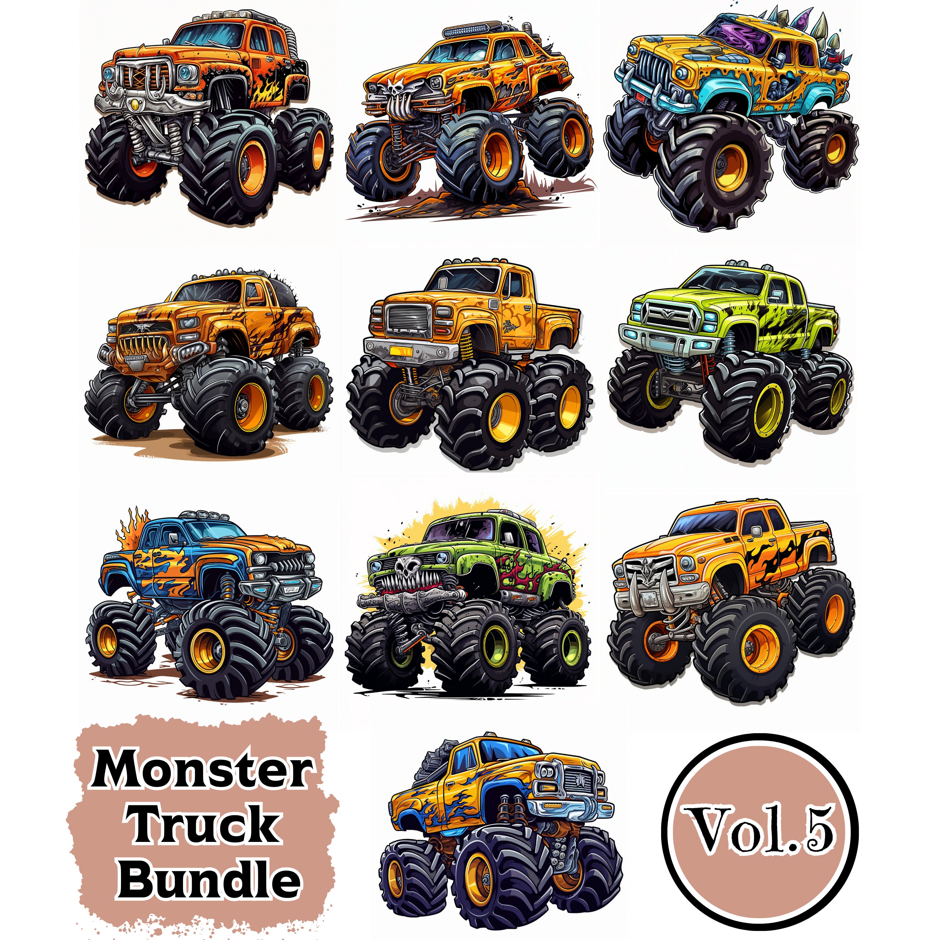 Monster Truck Clipart Mega Bundle 50 PNG Clip Art Set - Etsy