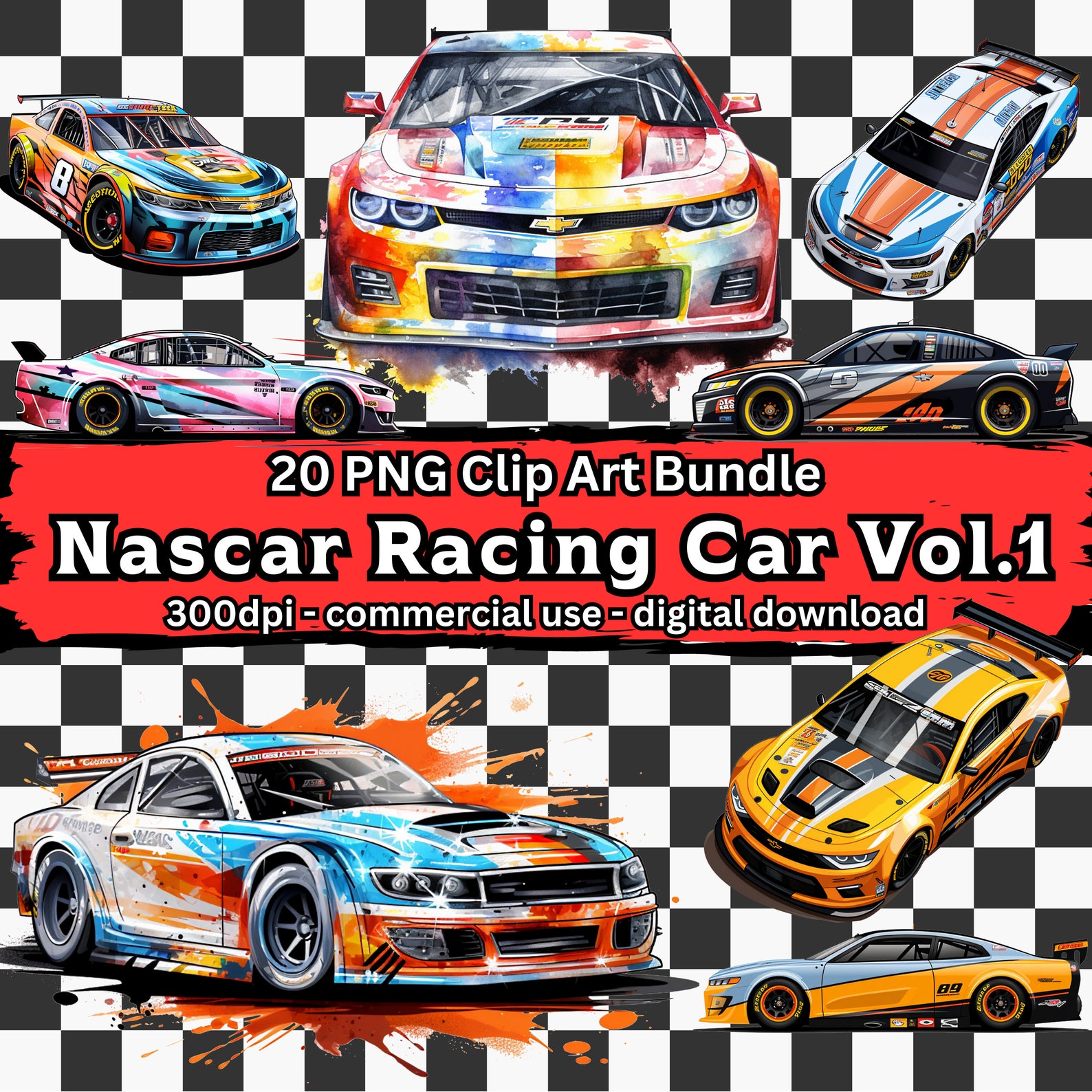 20 PNG Nascar Racing Car Clipart Bundle Vol. 1, Stock Car Motorsport ...