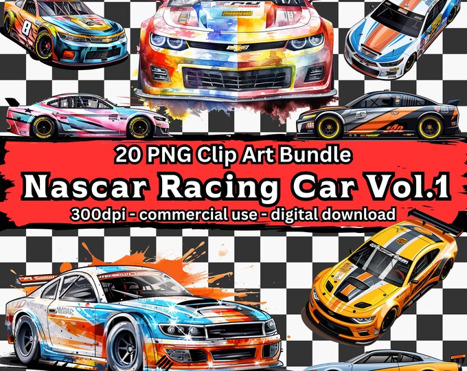 20 PNG Nascar Racing Car Clipart Bundle Vol. 1, Stock Car Motorsport ...