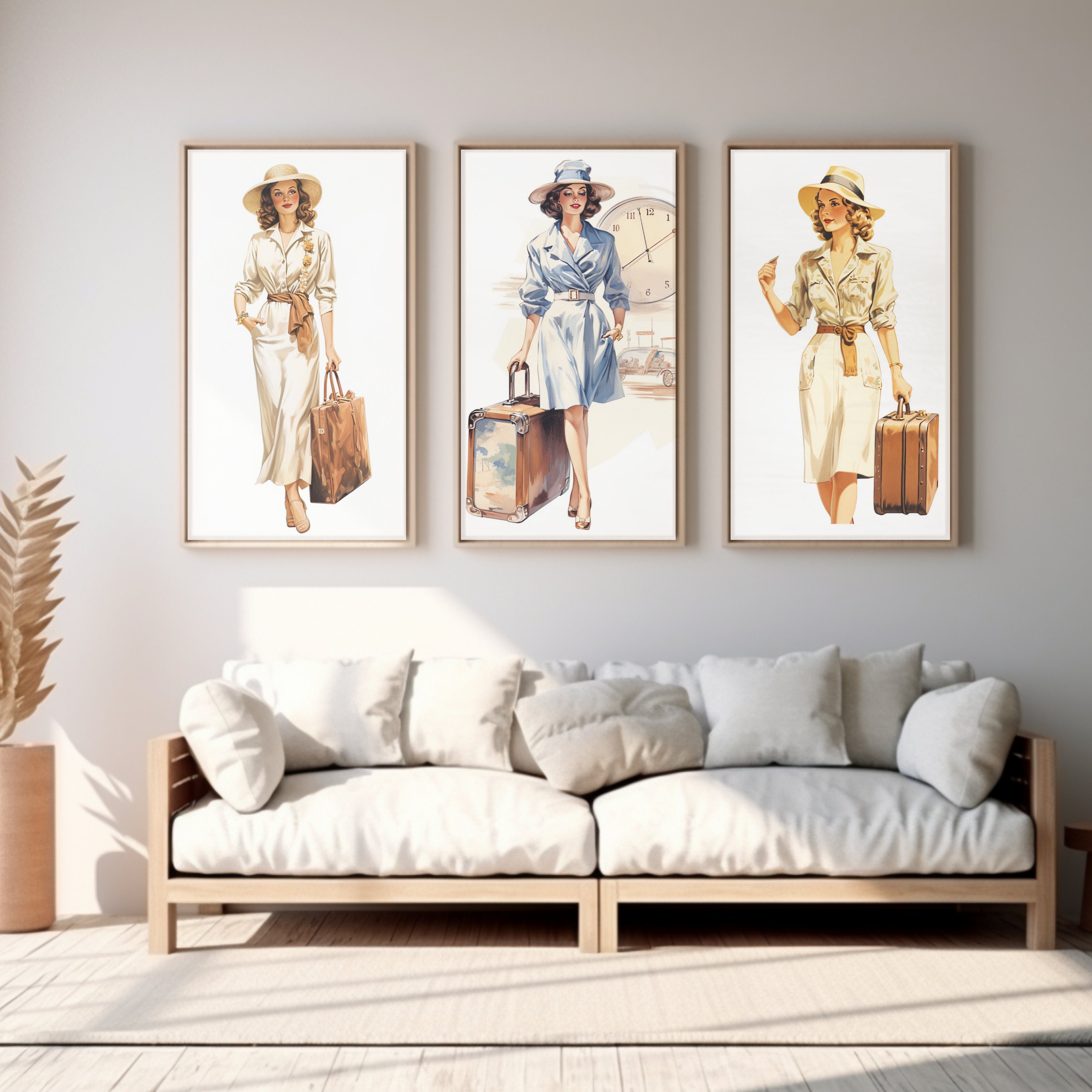 20th Century-travel Lady Clipart Bundle Vol.2 Vintage Travel - Etsy