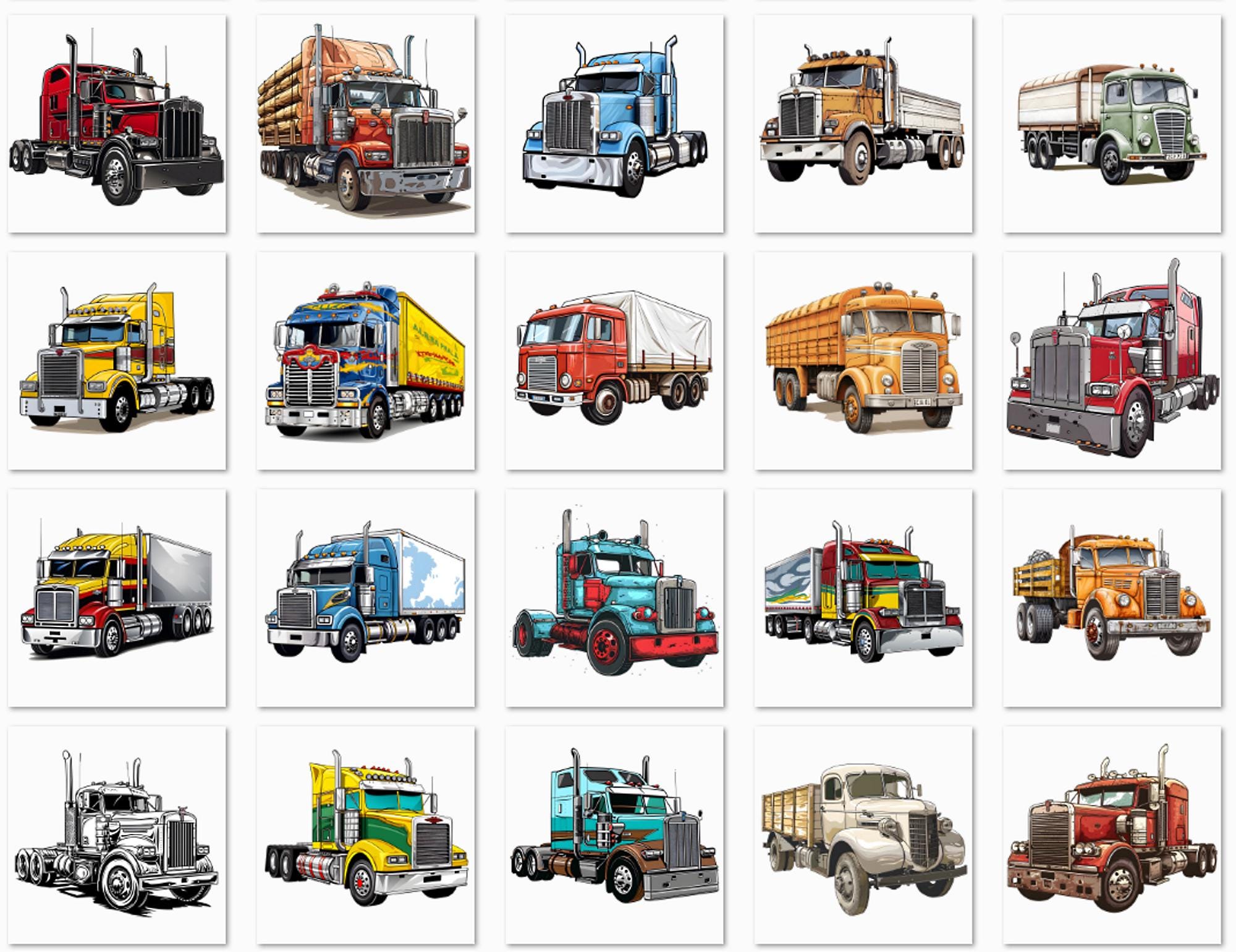 Mega Truck Mix Clipart Bundle, 60 Truck/luggage Clip Art Set, Truck ...