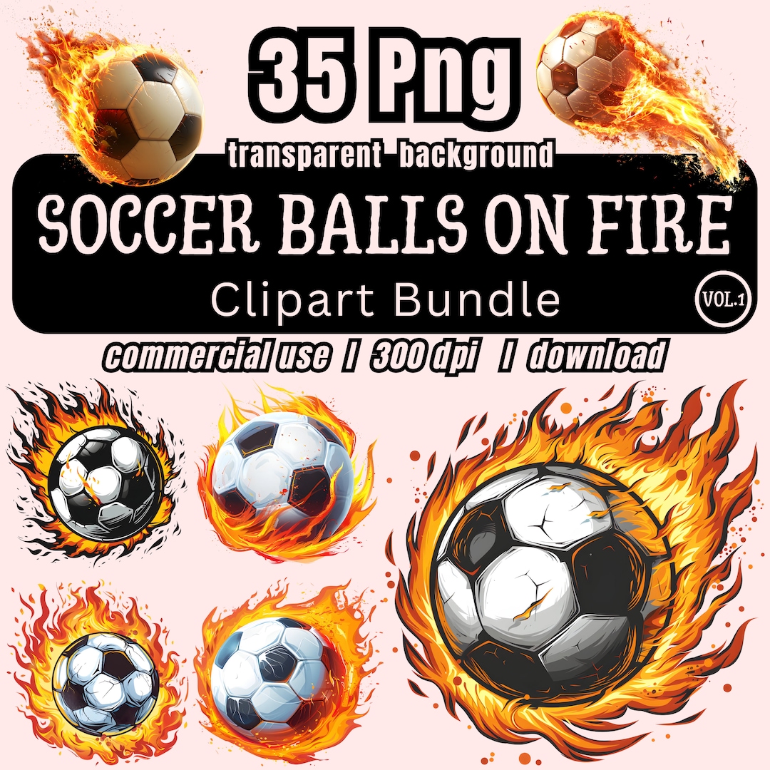 Soccer Balls on Fire Clipart Bundle Fire Football Clip Arts 35 ...
