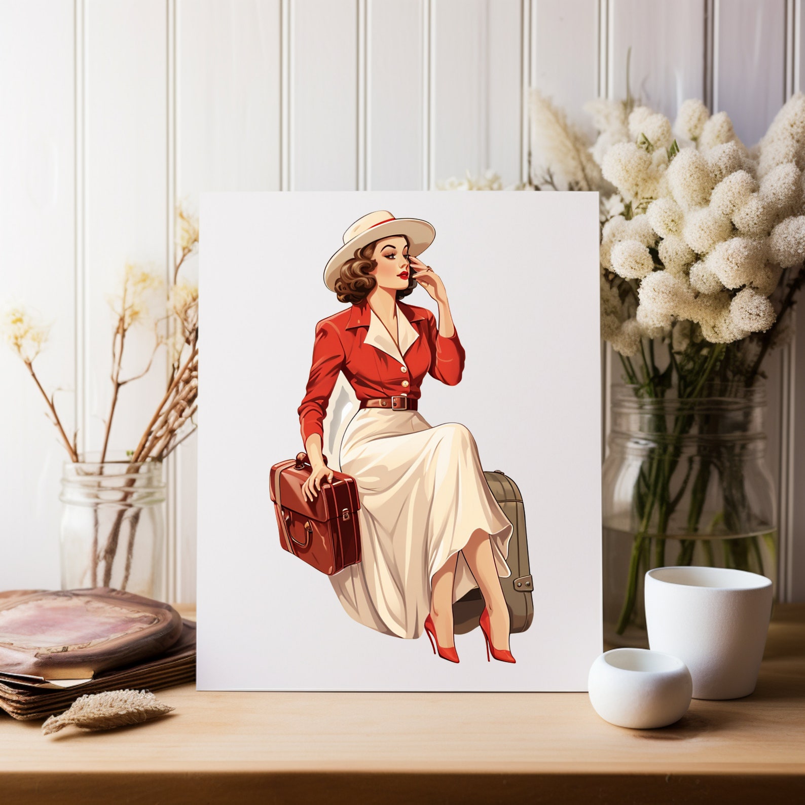 20th Century-travel Lady Clipart Bundle Vol.1, Vintage Travel Ladies ...